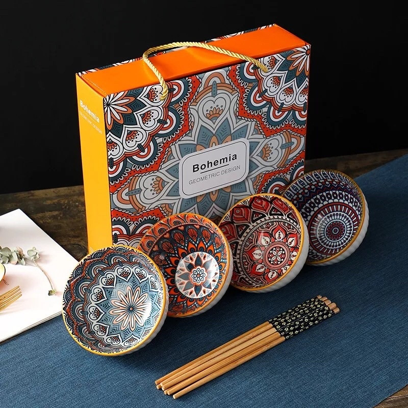4 Pcs Set Christmas Gift Bohemian Handicraft Set With Box Kitchen ...