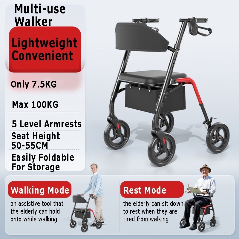 Rollator Walker with SeatRolling Walker with 4 Wheels HeavyDuty ...