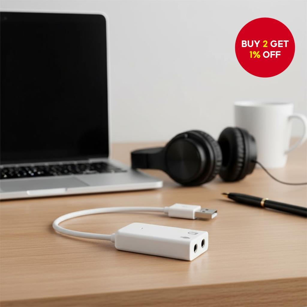 USB External Sound Card Audio Adapter with 3.5mm Microphone and ...