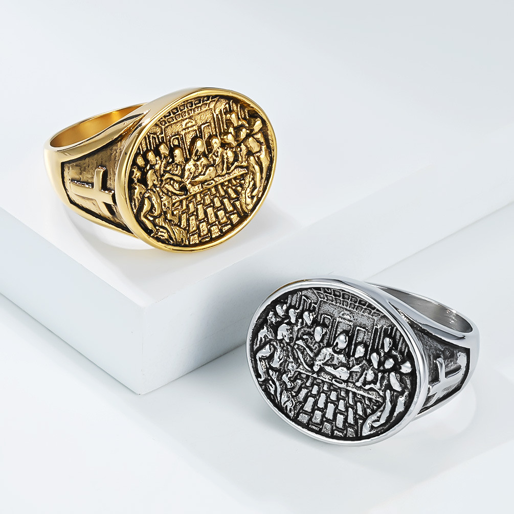 Men's Signet Ring Featuring the Iconic Biblical Scene of The Last ...
