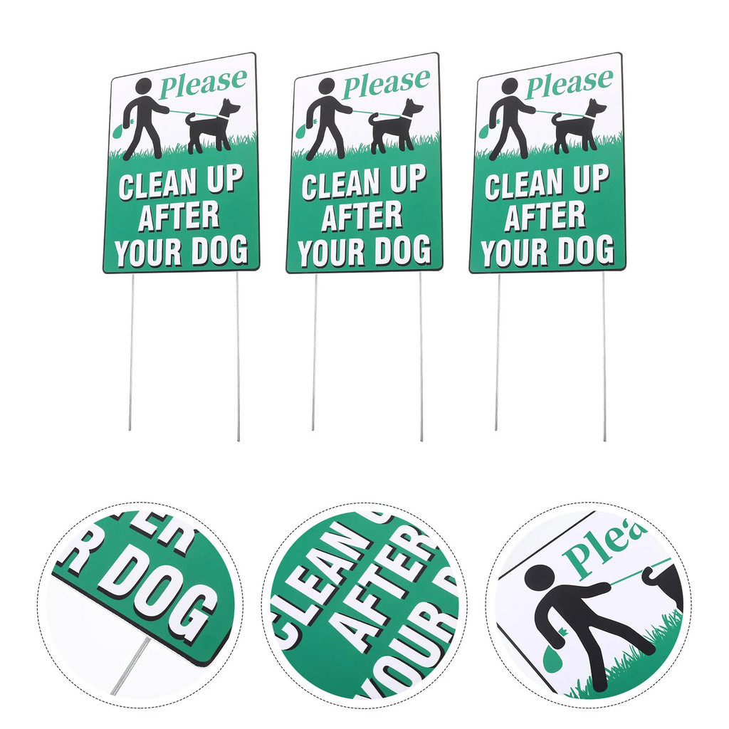 3 Pcs Dog Poop Warning Sign Pet Waste Signs For Yard Please Clean Up ...