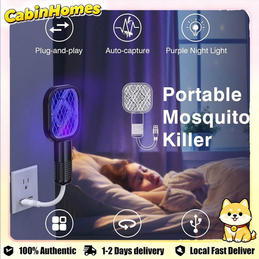 Electric Flies Mosquito Swatter Killer USB Rechargeable LED Lamp ...