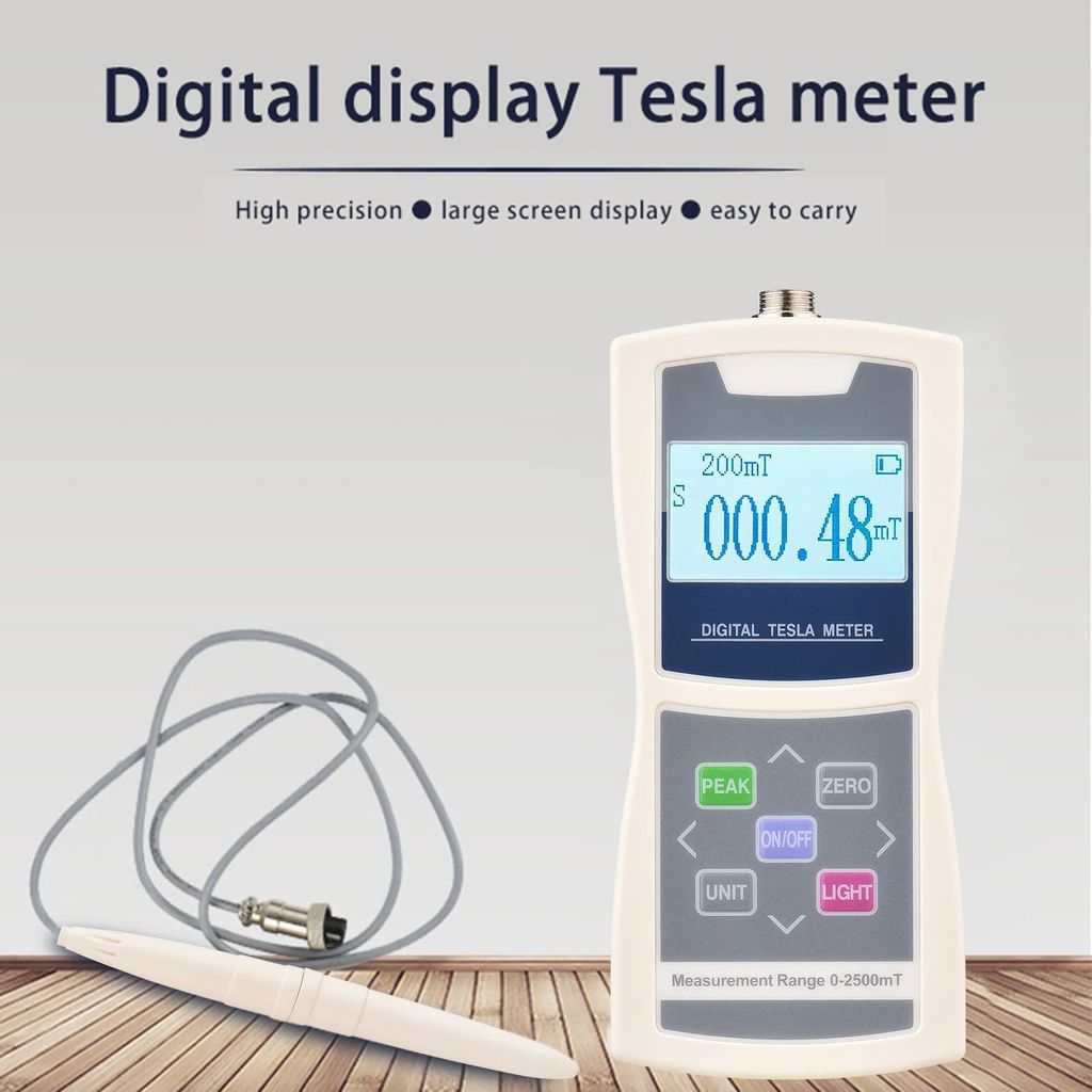 Digital Tesla Meter Gaussmeter 200mT/2000mT Standard Radial Hall Probe ...