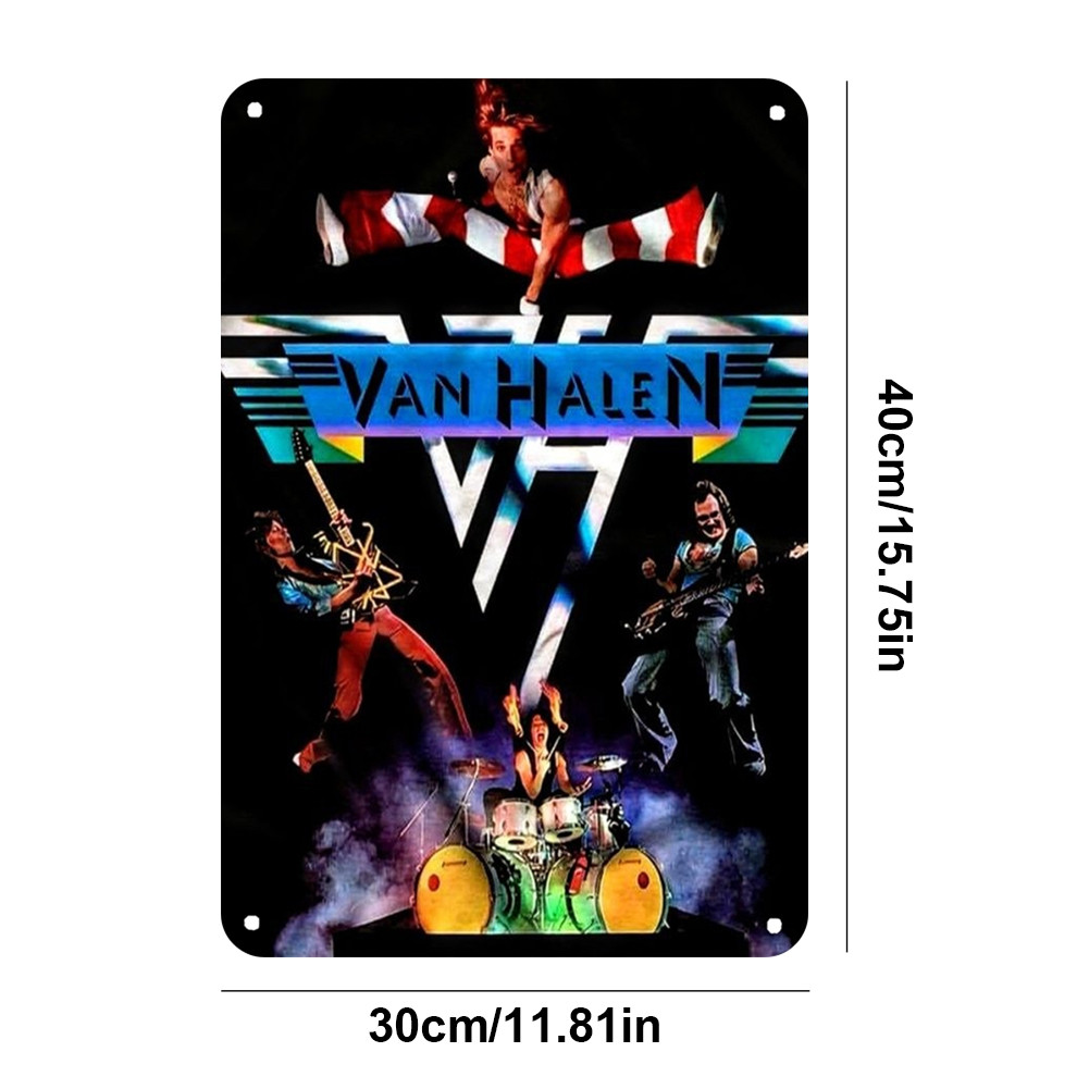 Vintage Metal Plate Van Halen Rectangular Iron Painting Home Bar Decor ...