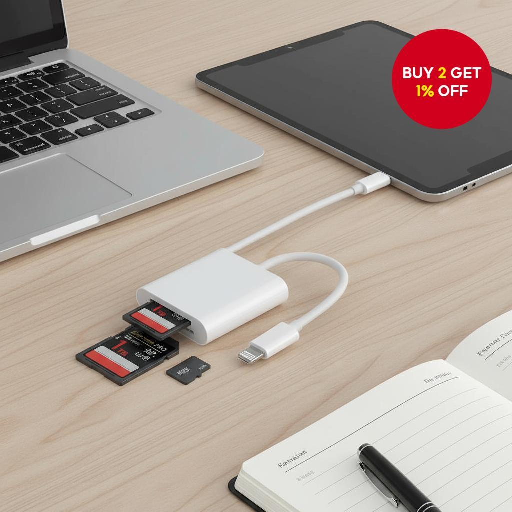 Dual Interface Card Reader for iPad, iPhone, Tablet: Type C & Lightning ...