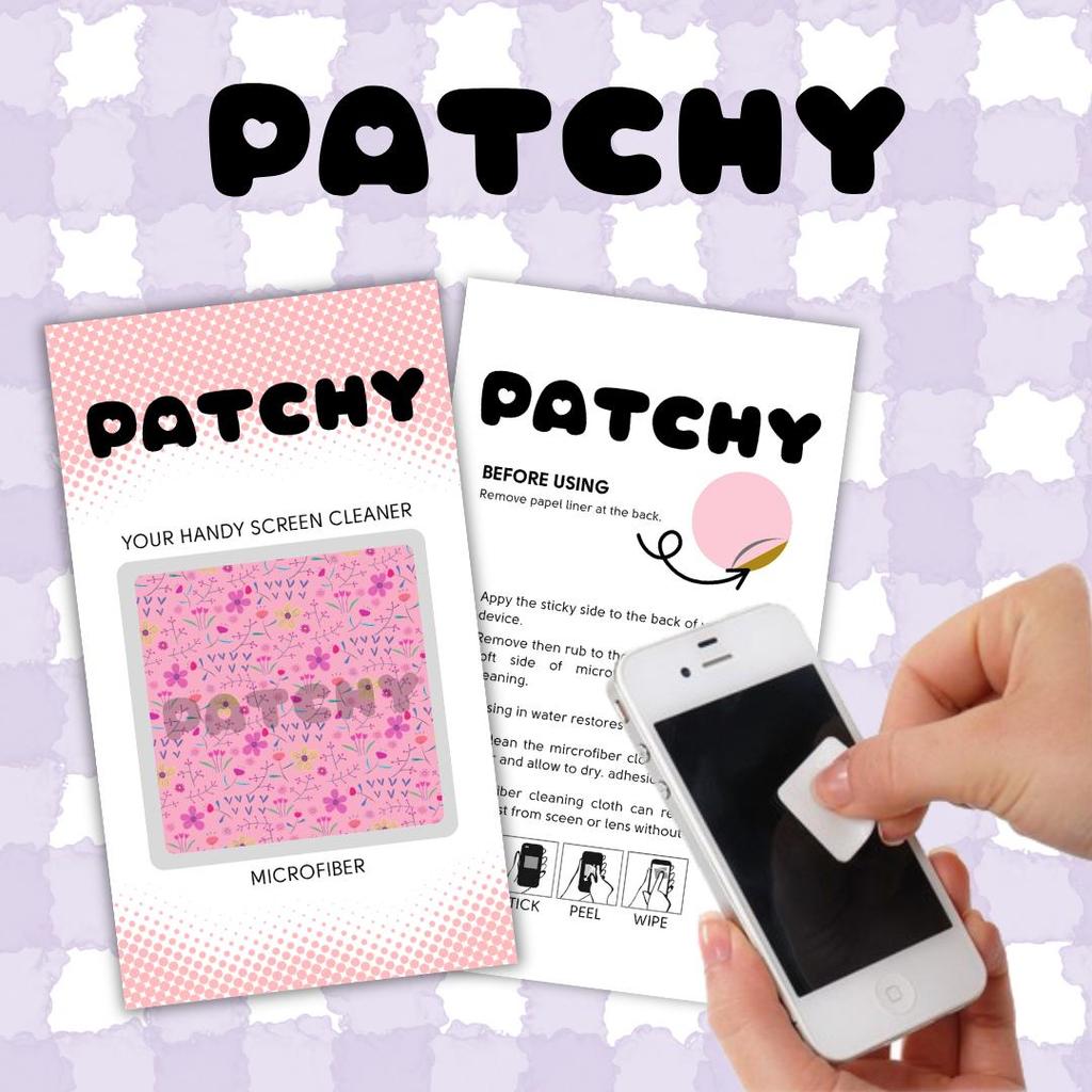 PATCHY Microfiber Screen Cleaner FLOWER PATTERN Reusable 4x4cm Compact ...