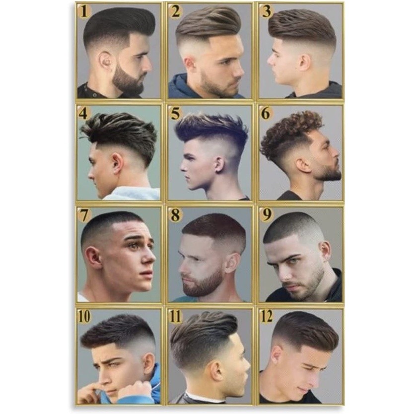 Barber Haircut Poster Menbarber Hairstyle Guide Haircutter Poster ...
