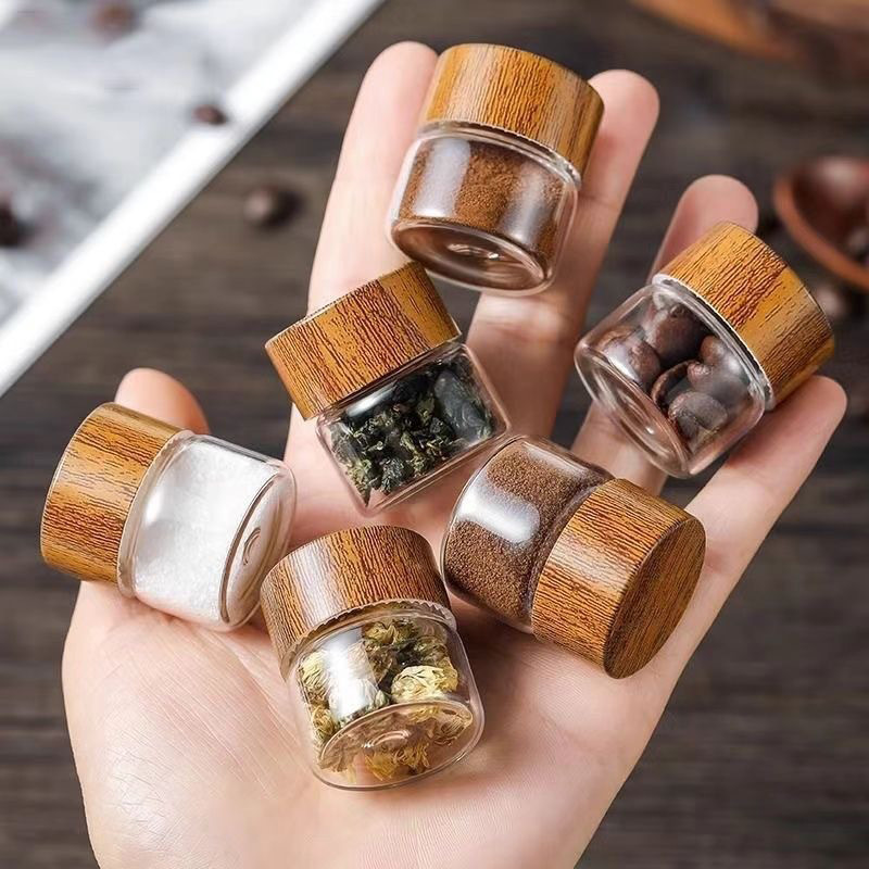 FBPH Bless Coffee Bean Glass Tube With Wood Tool Bottled Tubes Grain ...