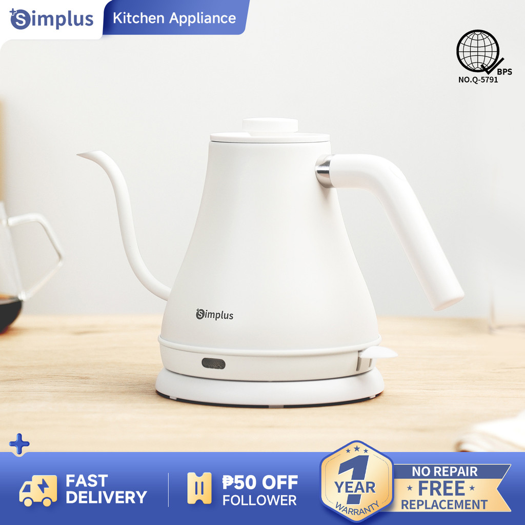 Simplus Gooseneck Electric Kettle 0.8L 304 Stainless Steel Coffee ...