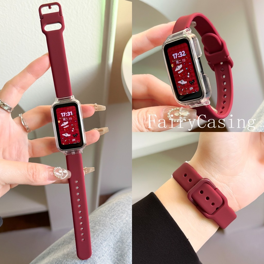 Transparent Case + Silicone Strap for Huawei Band 8 9 10 NFC Soft Watch ...