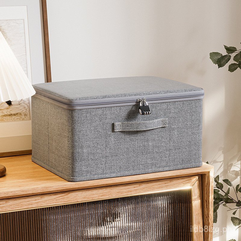 Cationic Soft Lid Storage Box Lockable Household Folding Storage Box ...