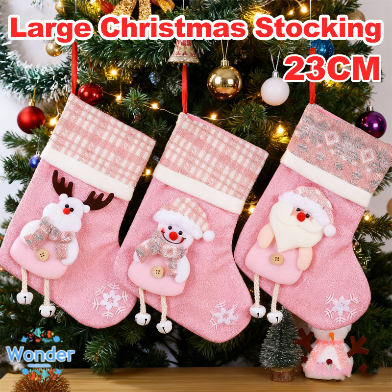 23cm Large Christmas Stocking for Fireplace Santa Claus Sock for Gift ...