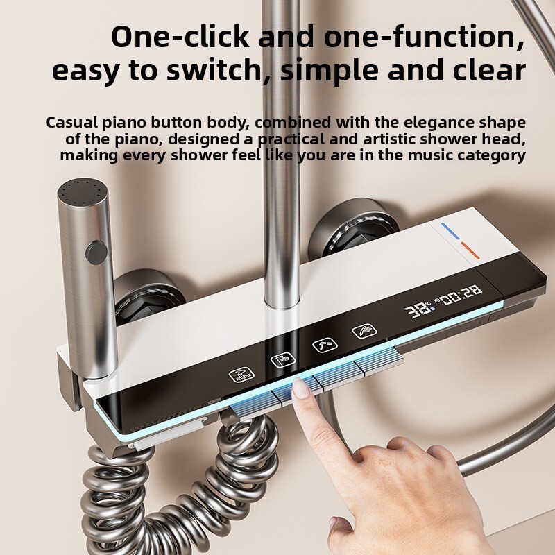 Household Bathroom Shower Set 4 in1 Stainless Steel Piano Key Shower ...