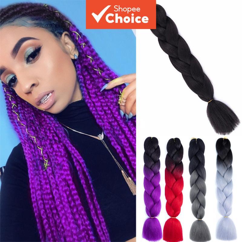 Long 24" Colorful Gradient Jumbo Braided Big Braid Wig Synthetic ...