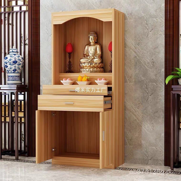 Incense Case Buddha Cabinet Home Buddha Altar with Door Offering Table ...