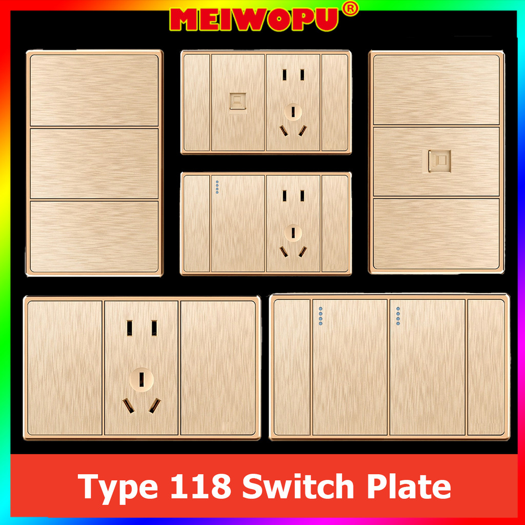Switch Socket Concealed Brushed Gold 5 Hole 6 Hole 10 Hole Socket Panel ...