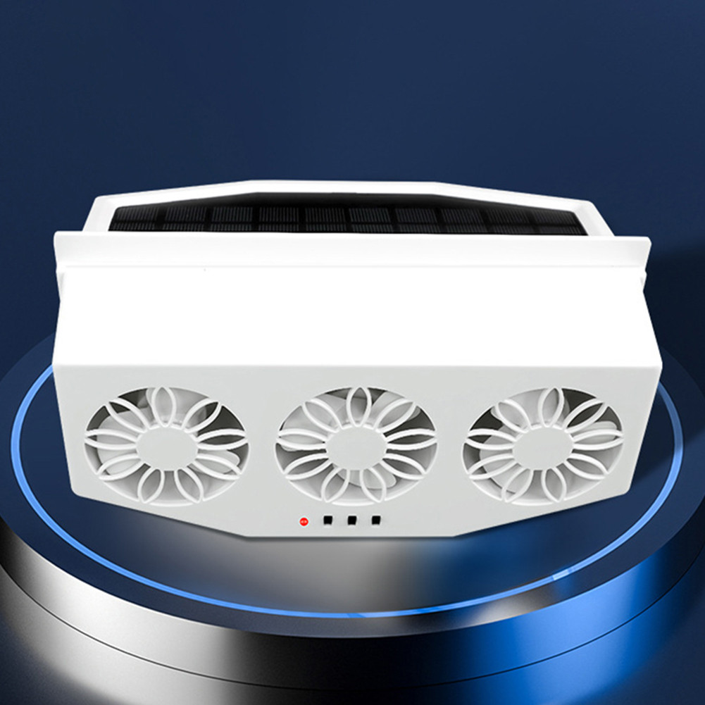 COD⭐ Solar Powered Car Window Air Vent Fan with 3 Air Outlets Auto Vent ...