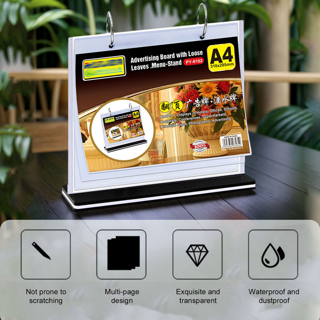 COD⭐ 2pcs Menu Display Stand A4 Table Menu Stand Acrylic Desktop Double ...
