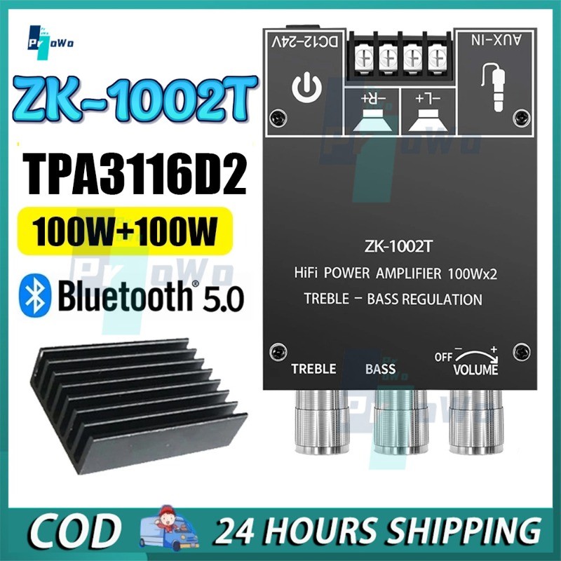 ZK-1002T Tpa3116 2 Channel 2X100W Bluetooth 5.0 Digital Audio ...