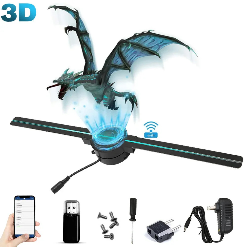 3D Hologram Fan 42CM WiFi 3D Holographic Projector Advertising Display ...