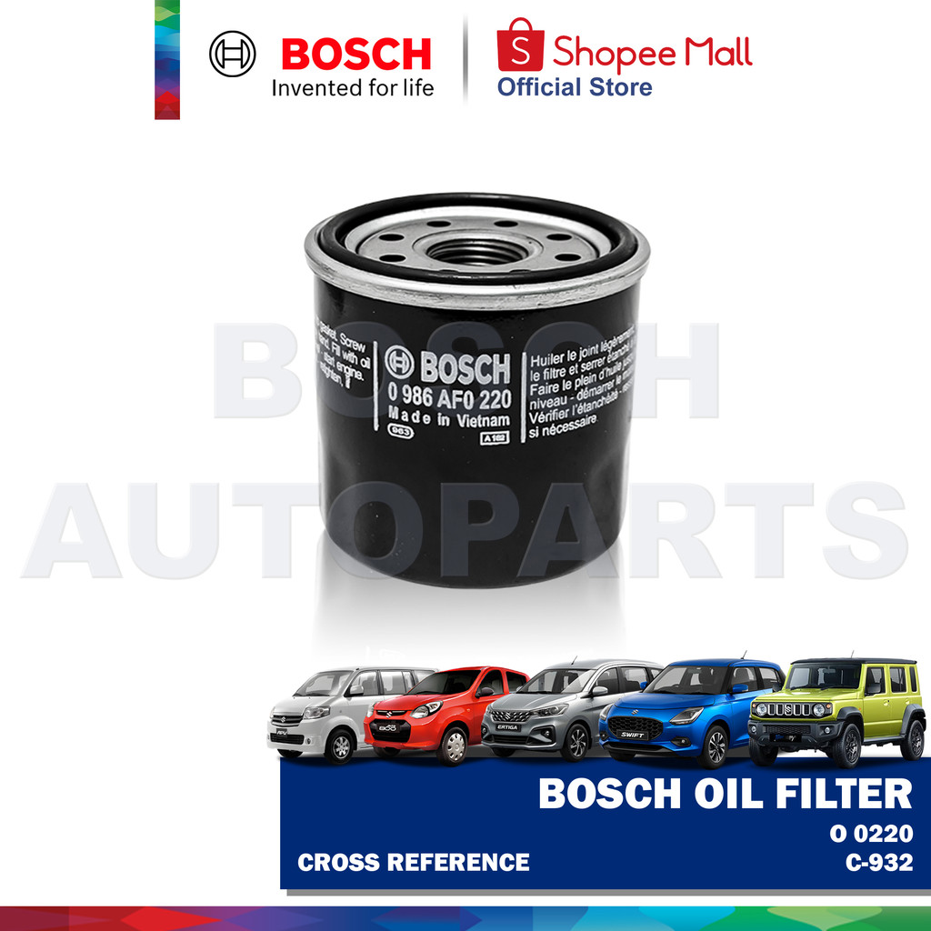 Bosch Oil Filter for Suzuki Alto, APV, Ertiga, Jimny, Swift | Shopee ...
