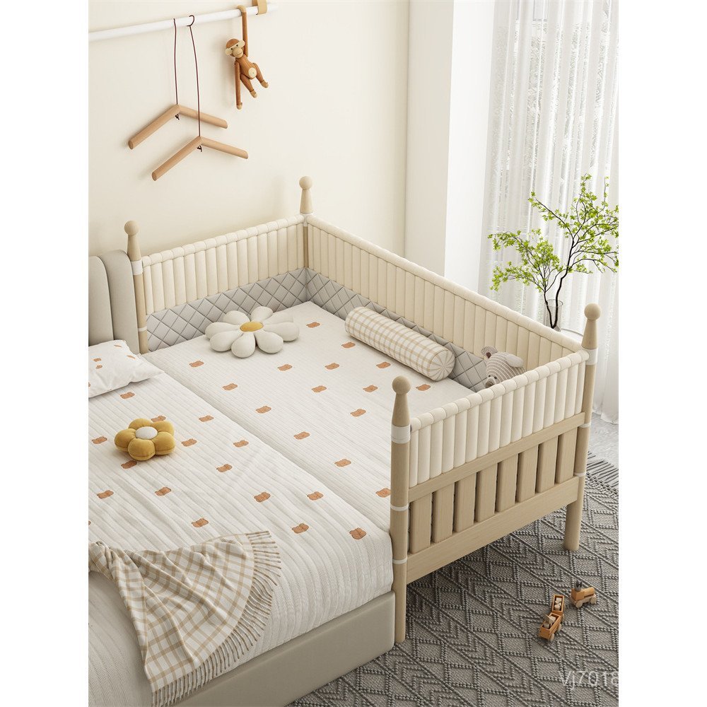Solid Wood High Guardrail Widened Bedside Bed Baby Side Bed Children's ...