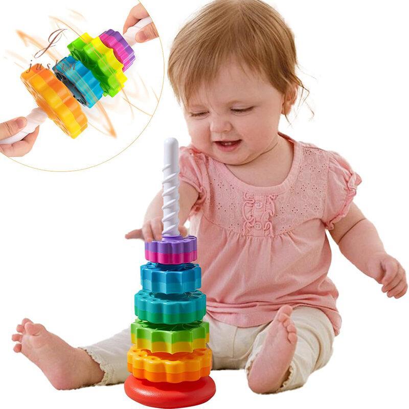 Rainbow Spinning Stacking Toy - Montessori Educational Spin Stacker ...