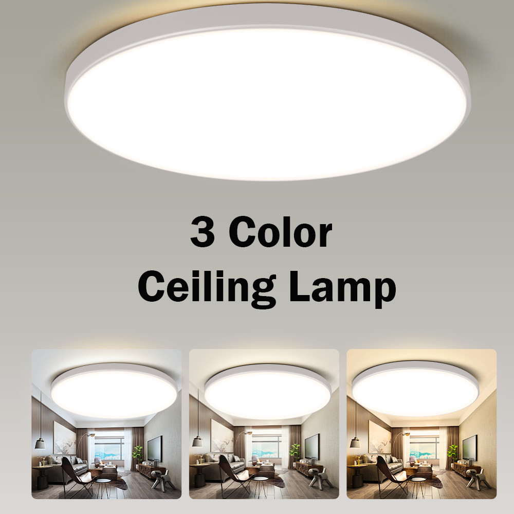 Led Ceiling Light 3 Colors Modern Surface Mount Panel Lamp | Shopee ...