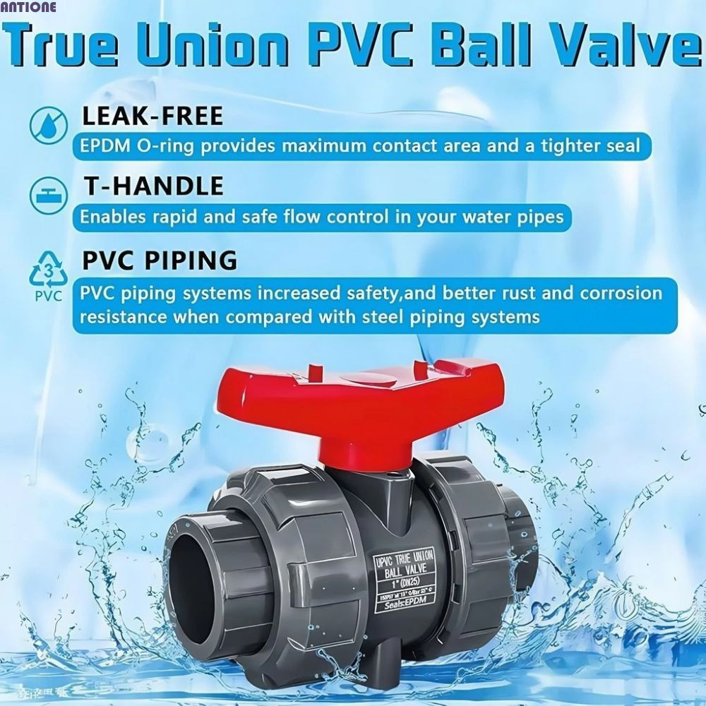 ANTIONE PE Pipe Faucet Diverter, 50mm Plastic Double Way Ball Valve ...
