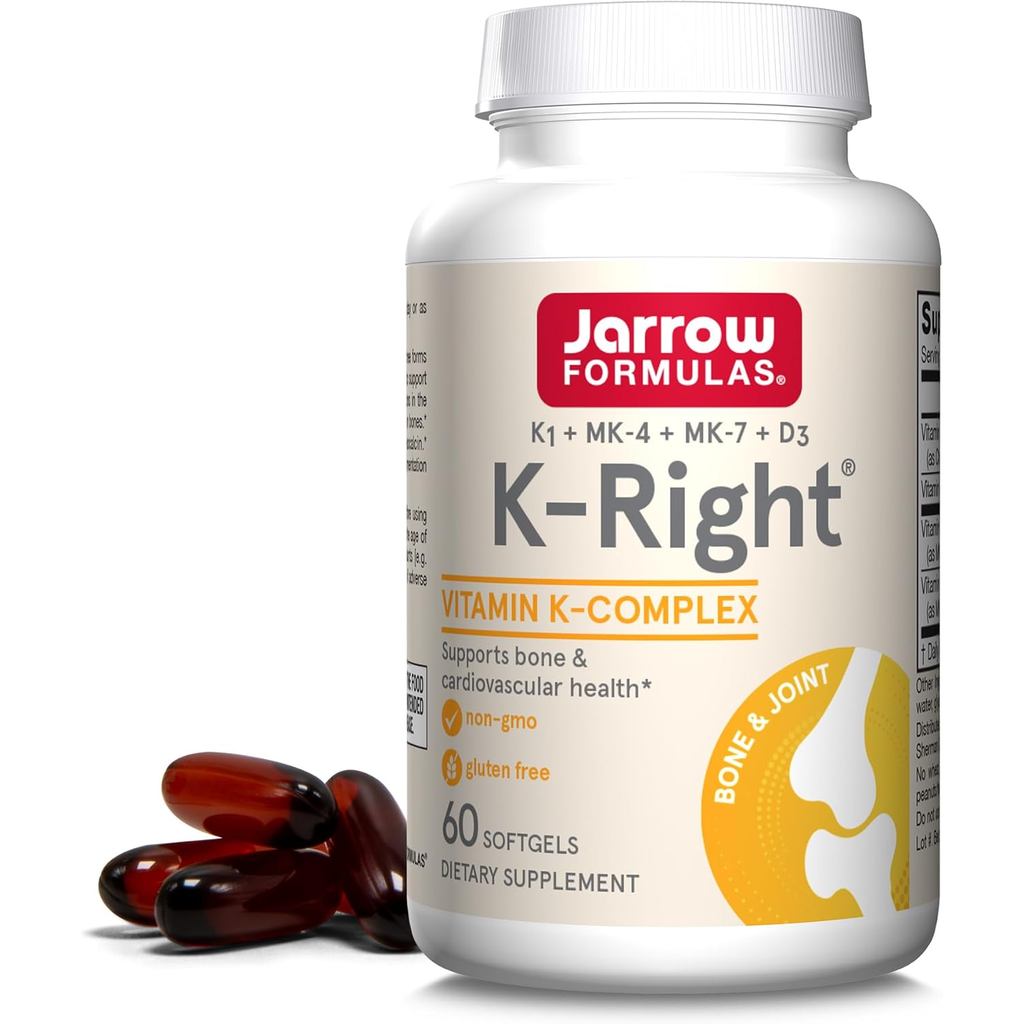 Jarrow Formulas K-Right - Vitamin K-Complex (K1, MK-4, MK-7, D3) - 60 ...