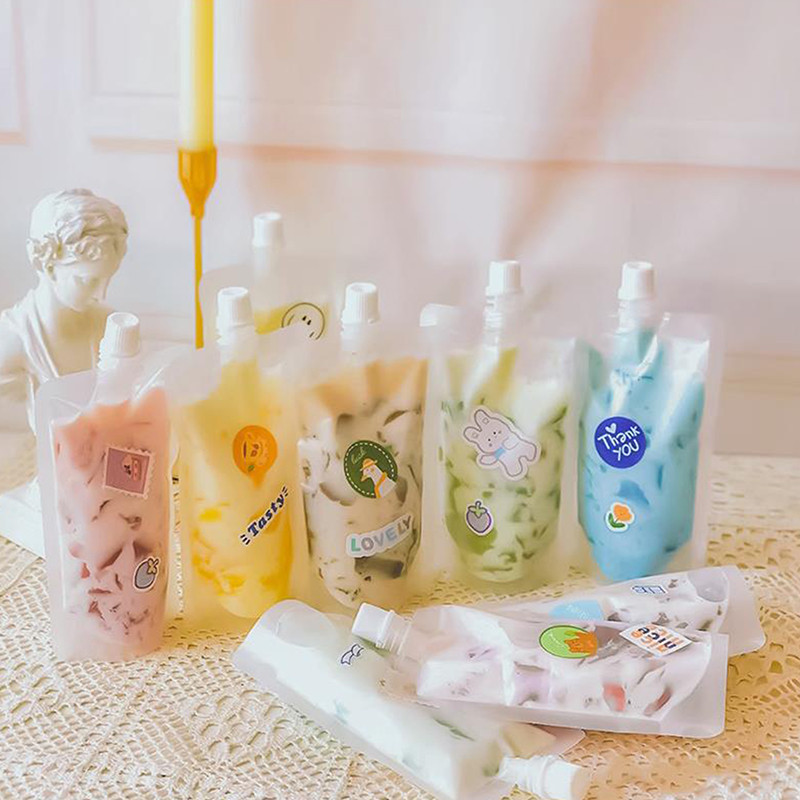 BBS Bless 10Pcs Drinking Pouches Suction Nozzle Bag Milk Tea Beverage ...