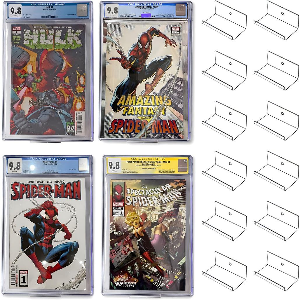 12pcs Clear Floating Comic Book Display Shelves, Comic Book Shelf Stand ...