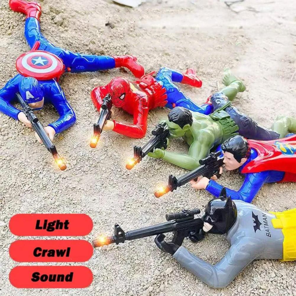 superhero Electric Crawling Toy Kids Fun Crawling Soldier Action Robot ...