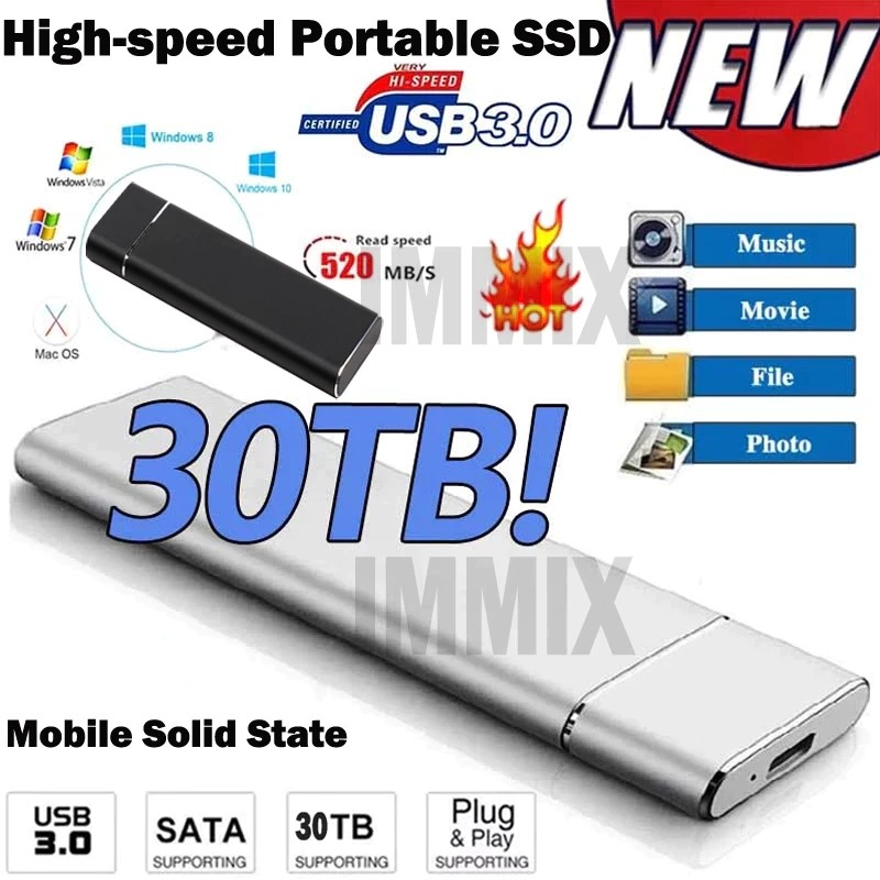 External Hard Disk 30TB Portable SSD External Hard Disk Drive 64TB USB3 ...