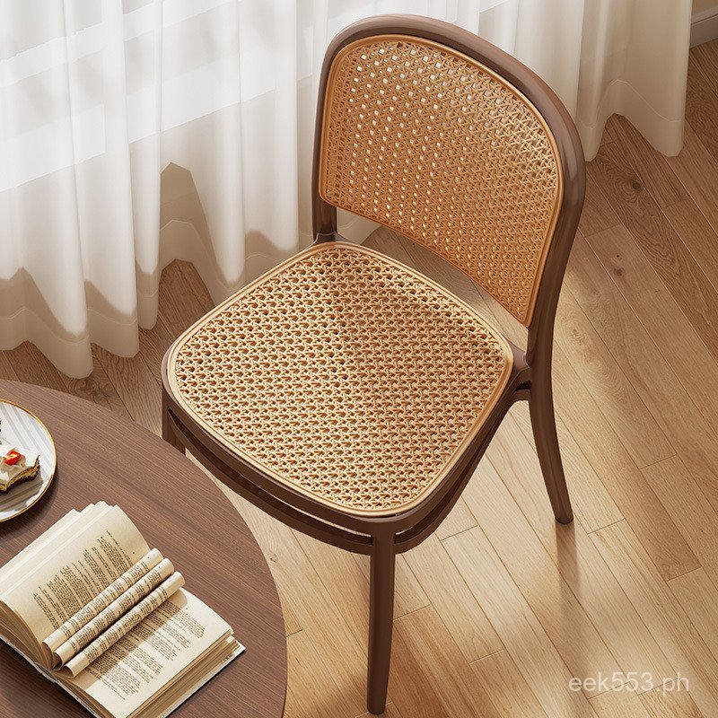 Nordic Style Imitation Solid Wood Vintage Stackable Rattan Backrest ...