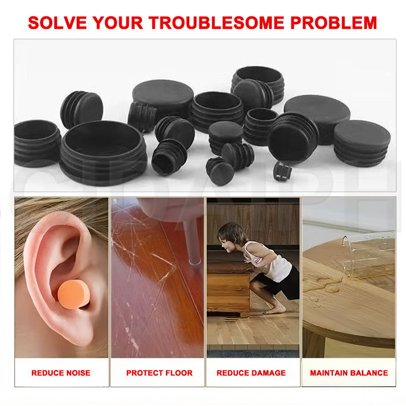 1/2PC Round Tubular Plastic Plug Cap, Steel Pipe End Cap-PVC Floor ...