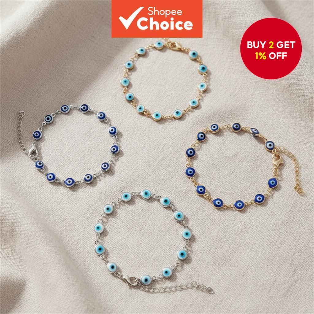 Trendy Blue Evil Eye Bracelet for Women, Chic Chain Accessory with Euro ...