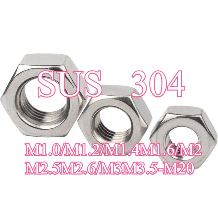 304 Stainless Steel Hex Nut Metric Threaded Nuts M1~ M20 【HH-MB ...