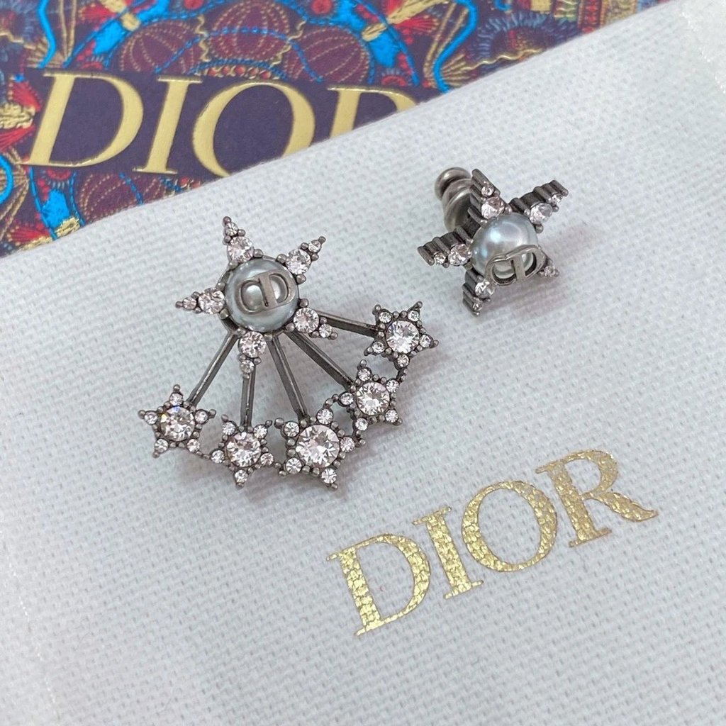 Original Label AAA+ 1:1 DI0R Classic style full diamond star⭐️Ear Studs ...