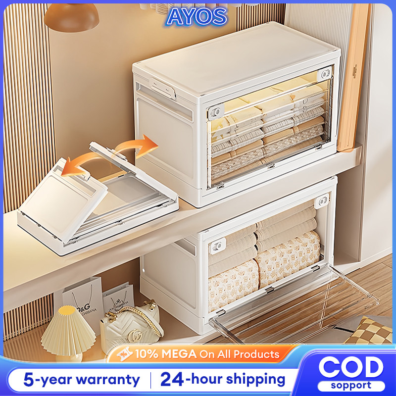 AYOS Foldable Storage Box Organizer Clothes Stackable Transparent Doors ...