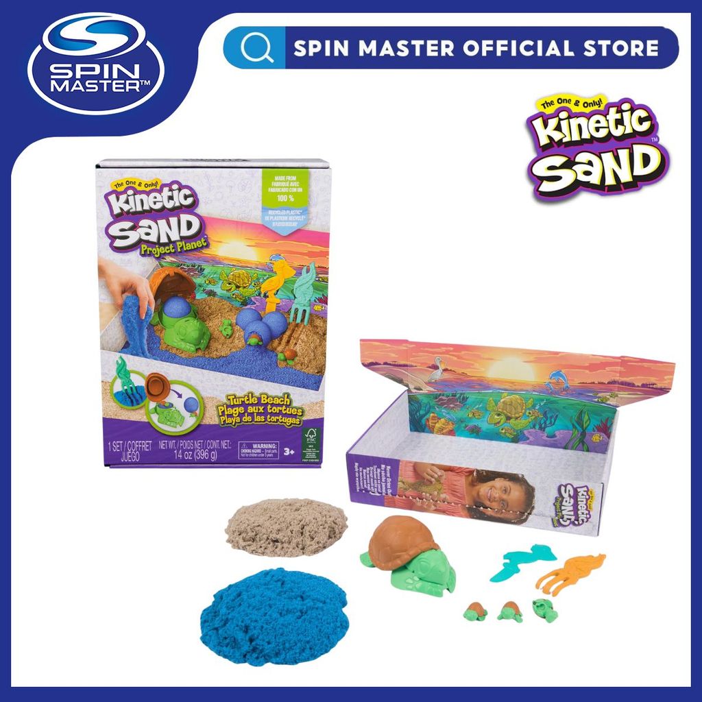 Kinetic Sand Turtle Beach Set with Included Molds and Tools to Build a ...