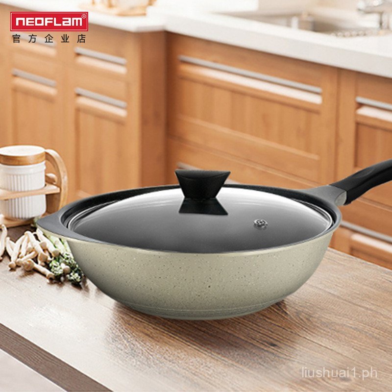 Neoflam Korean Maifan Stone Non-Stick Frying Pan Wok Flat Pan Cookware ...