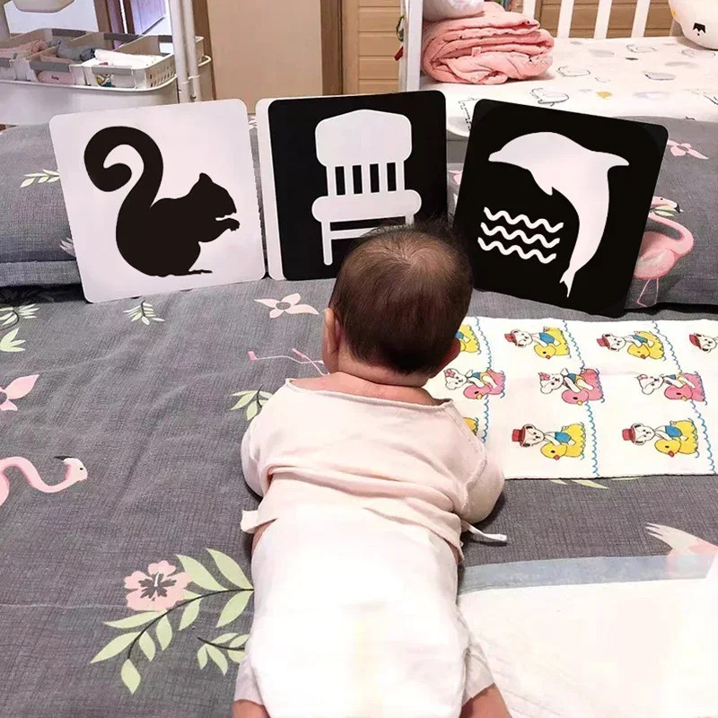Montessori Toys Baby Visual Stimulation Cards Black And White High ...