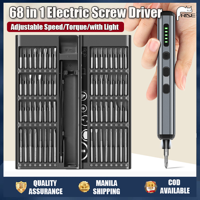 RISE 68 In 1 Electric Screw Driver Set USB Rechargeable Screwdriver Kit ...
