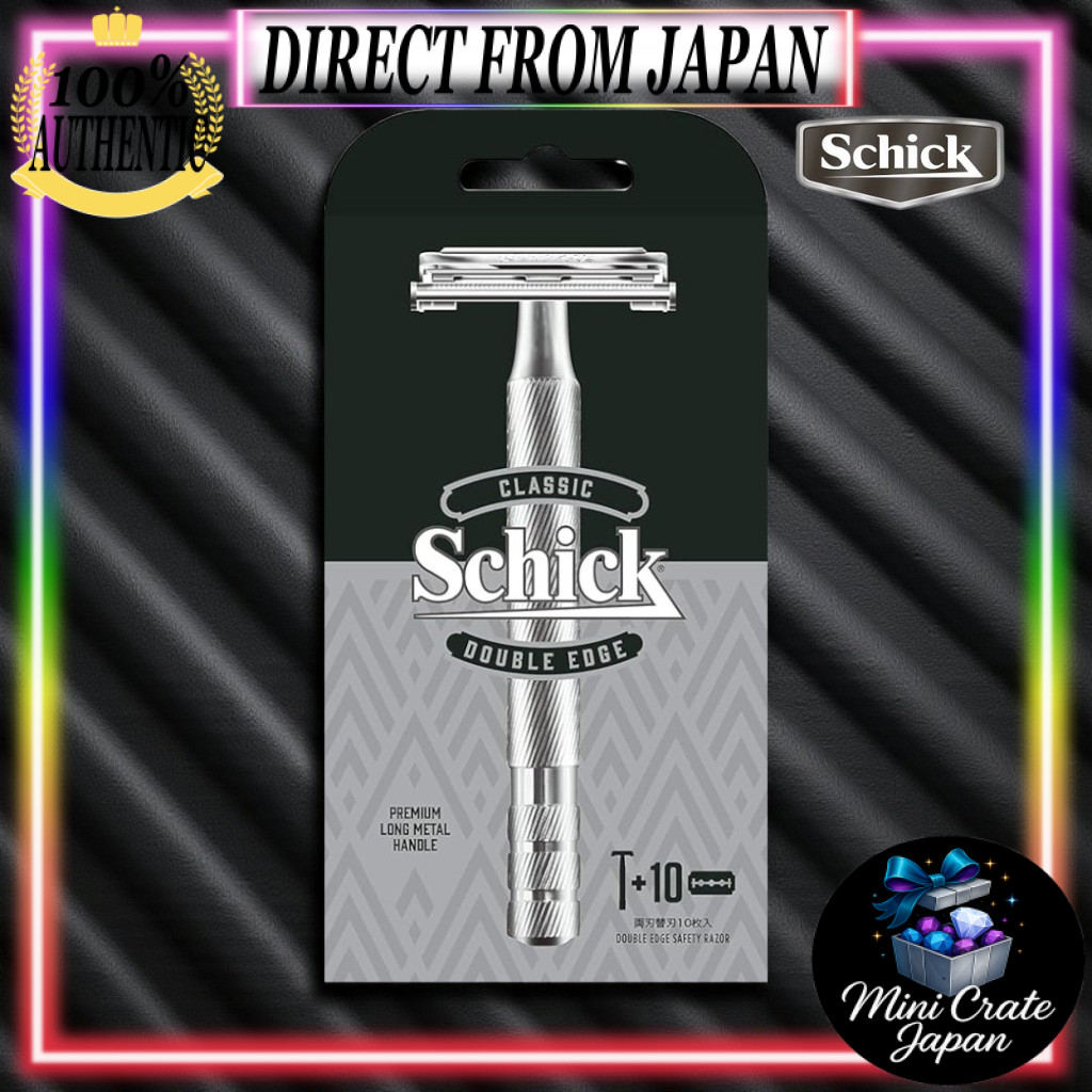 Schick Classic Double Edge Metal Razor Holder in Silver Includes 10 ...