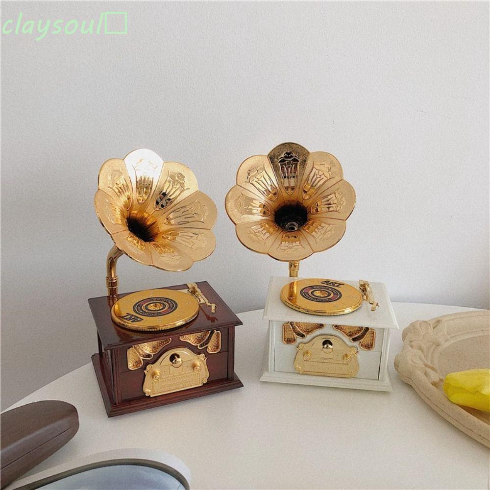 CLAYSOUL Gramophone Model Music Box, Phonograph Shape European-style ...