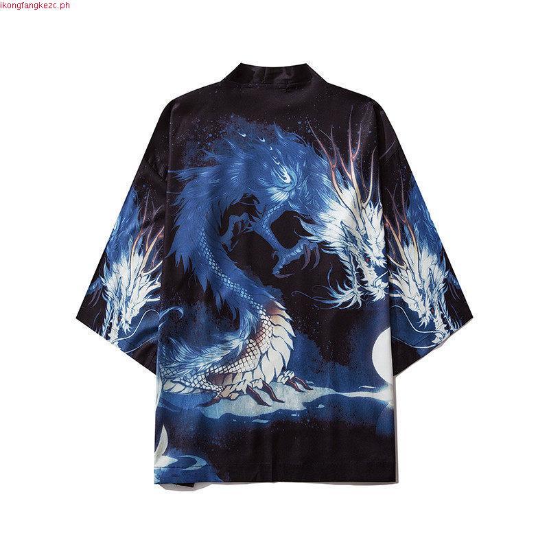 Traditional Samurai Kimono Men Japanese Anime Dragon Print Cosplay ...