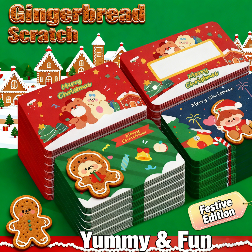 80Sheets Cute Cartoon Christmas Scratch Cards Student Party Game Reward ...