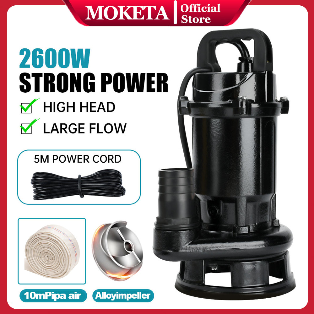 Moketa 2600W Submersible Water Pump 220V Heavy Duty Clean Steel Sewage ...