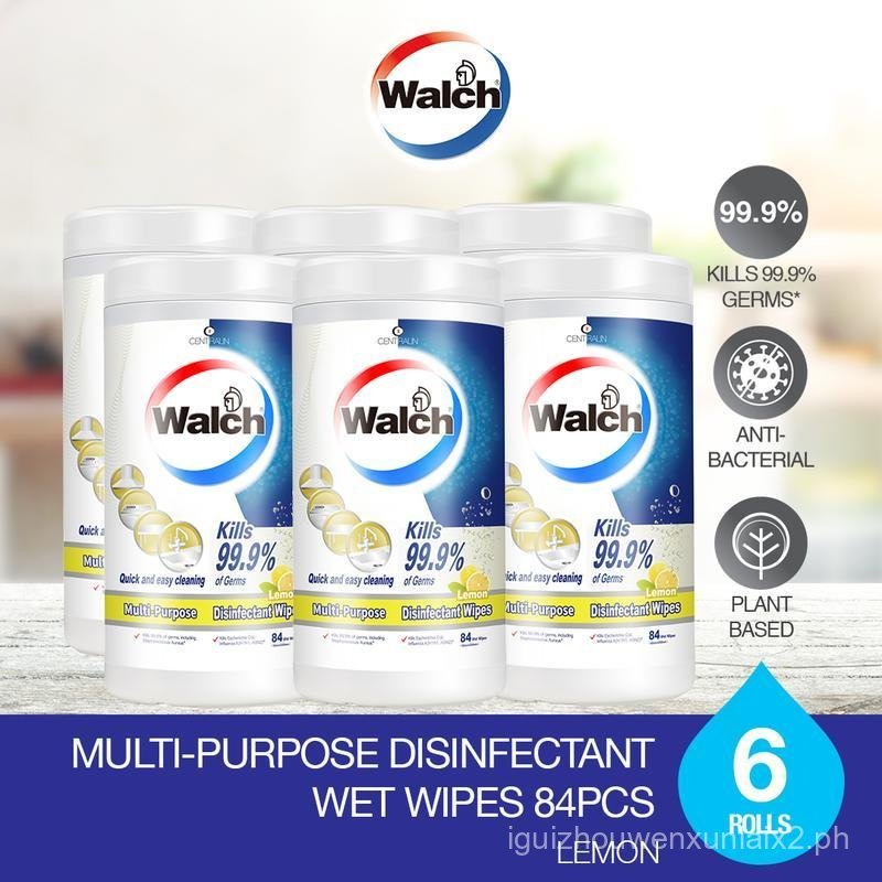 Walch Multi-Purpose Disinfectant Wet Wipes 84pcs x 6 Rolls – Lemon ...